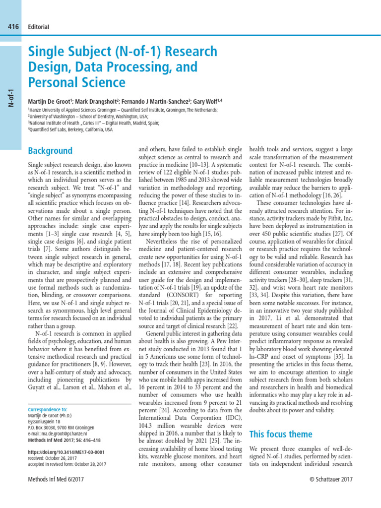 De Groot (2017) Single Subject (N-Of-1) Research Design | PDF | Science ...