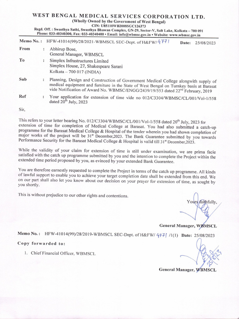 WBMSCL Interim EOT Approval No.04 - 4771 | PDF