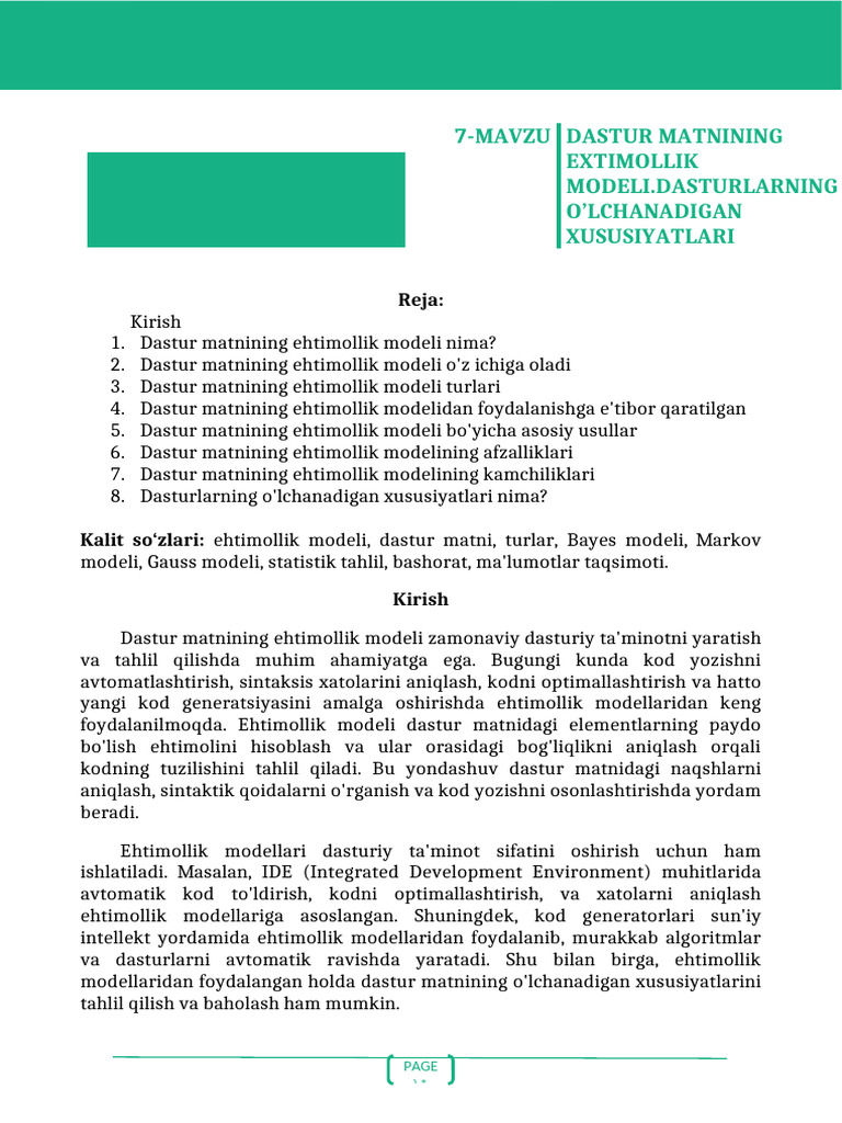 7-Ma'ruza Matni | PDF