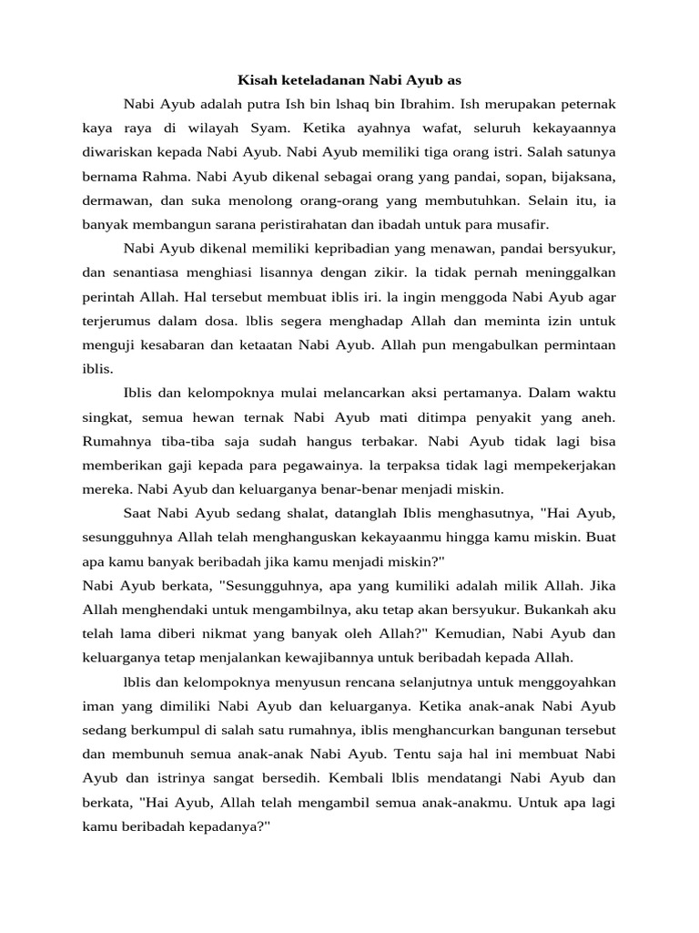 Keteladanan dan Hikmah Nabi Ayub | PDF