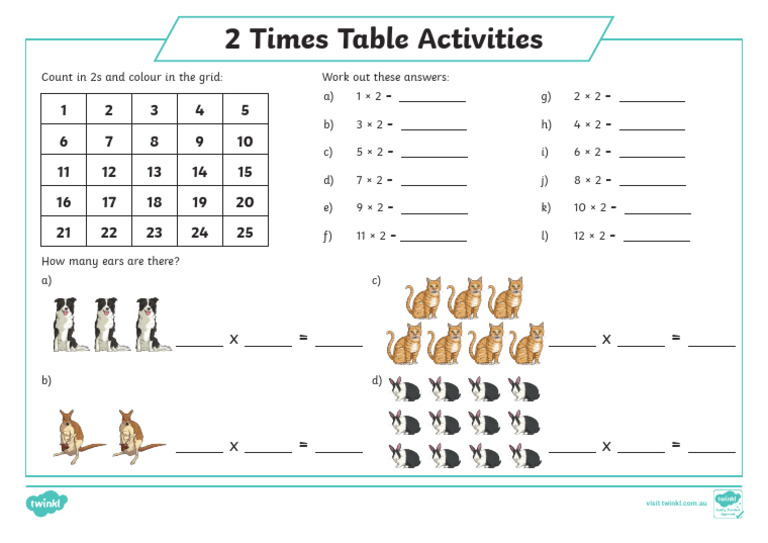 2 Times Table Activities | PDF