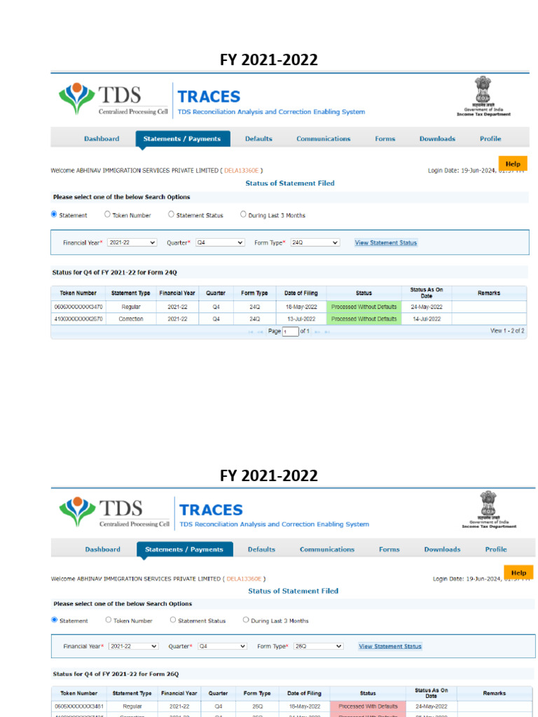 TDS Returns Filed For 3 Years | PDF