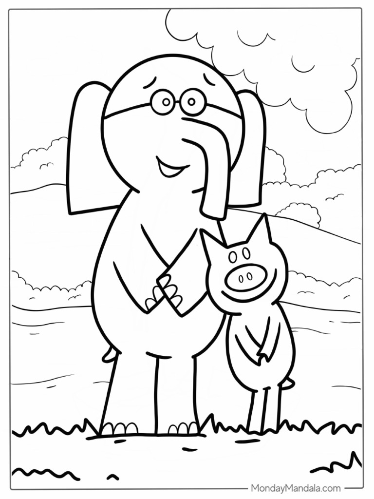 Elephant and Piggie Book Characters Coloring For Kids | PDF