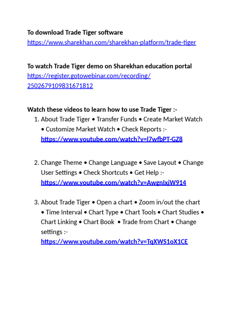 Trade Tiger Related Links | PDF