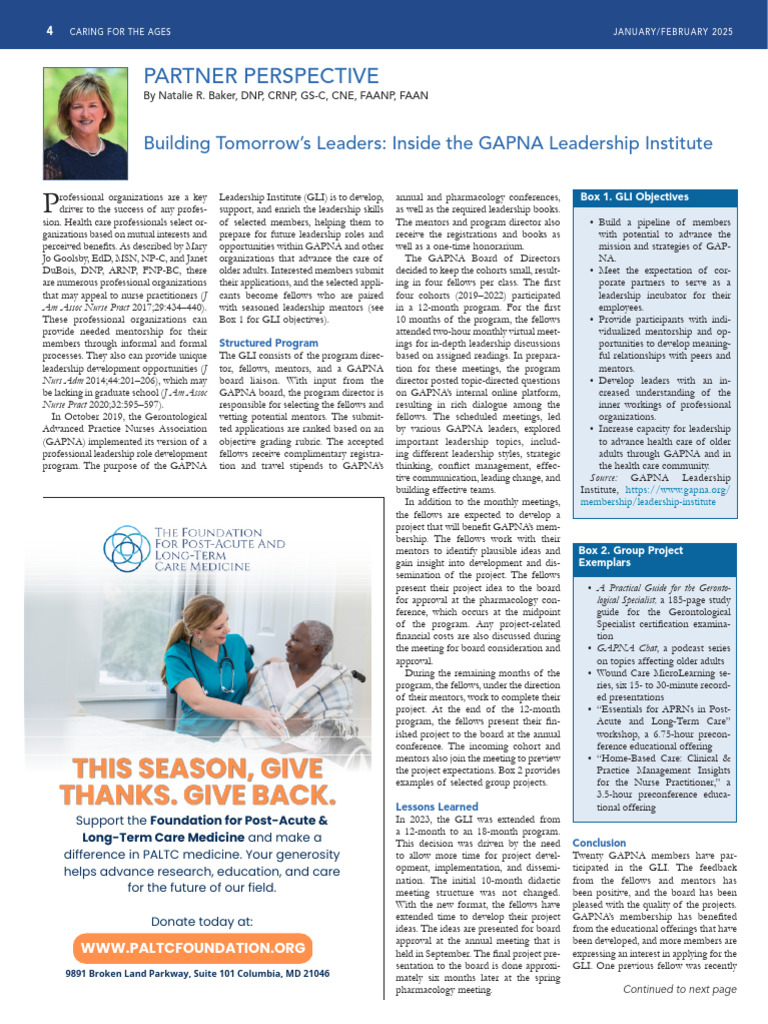 GAPNA Leadership Institute Overview | PDF | Dementia | Singing