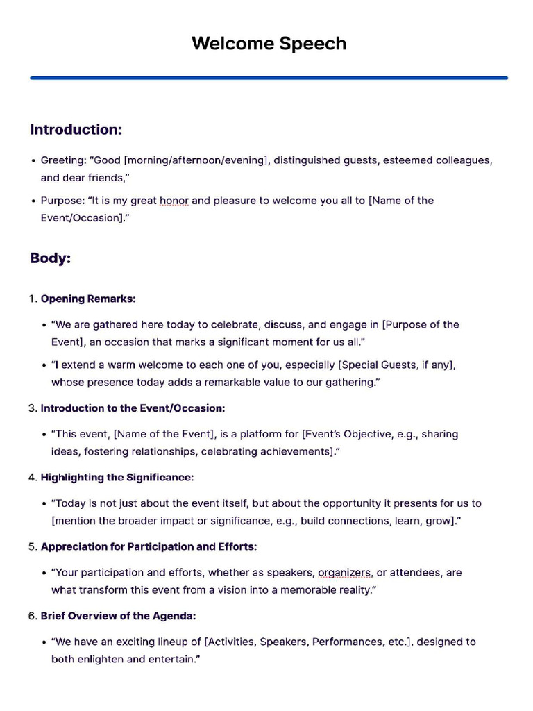 Welcome-Speech-Example | PDF