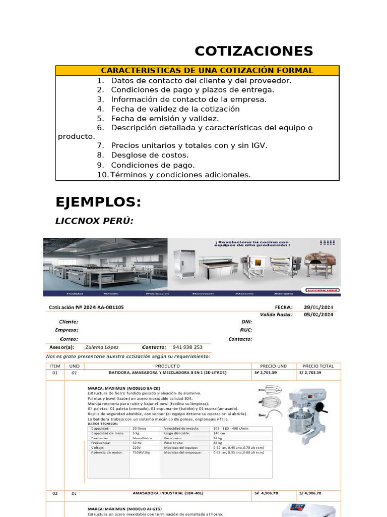 Modelo de Cotizaciones | PDF