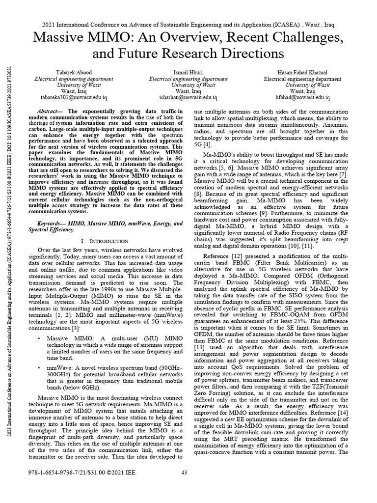 Massive MIMO: Challenges & Future Directions | PDF | Mimo | Duplex ...