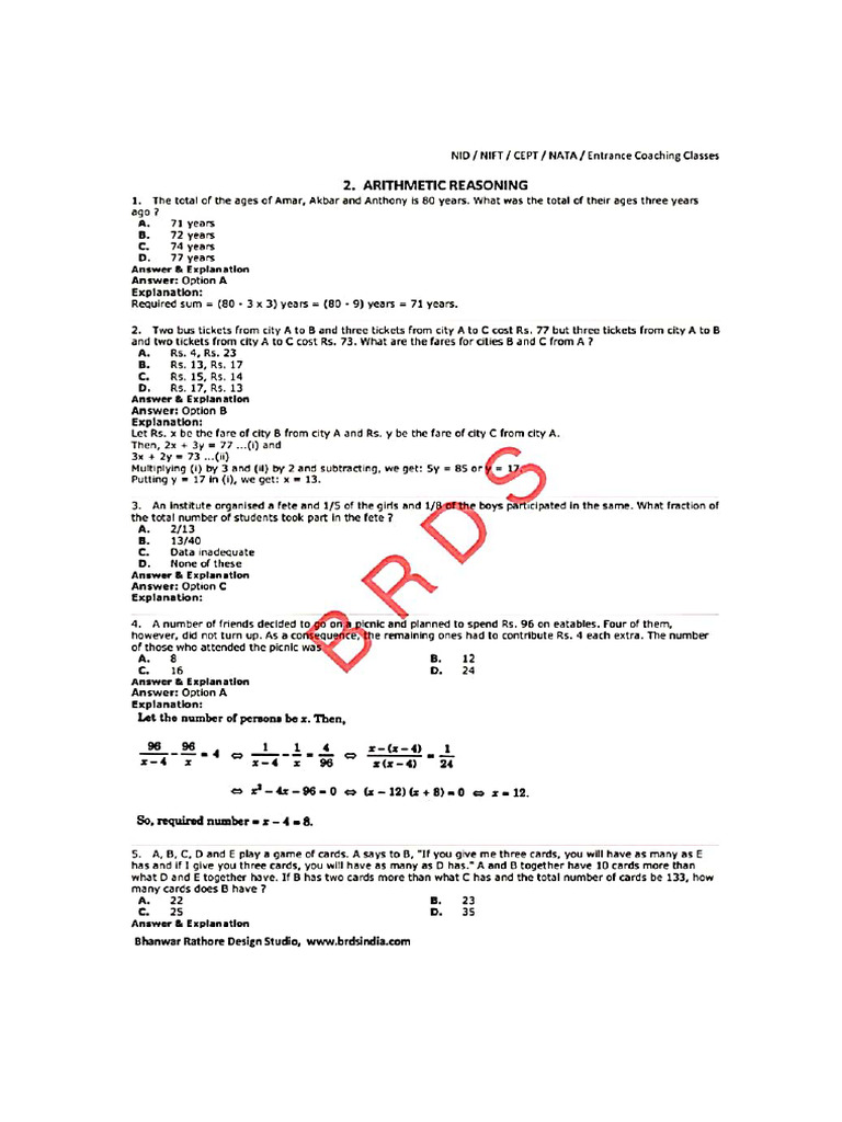 Arithmetic Reasoning | PDF