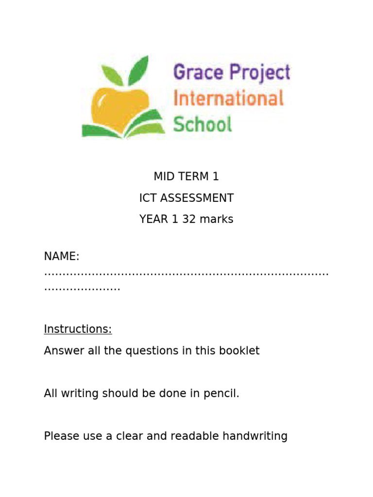Year 1 Mid Term Assessment | PDF