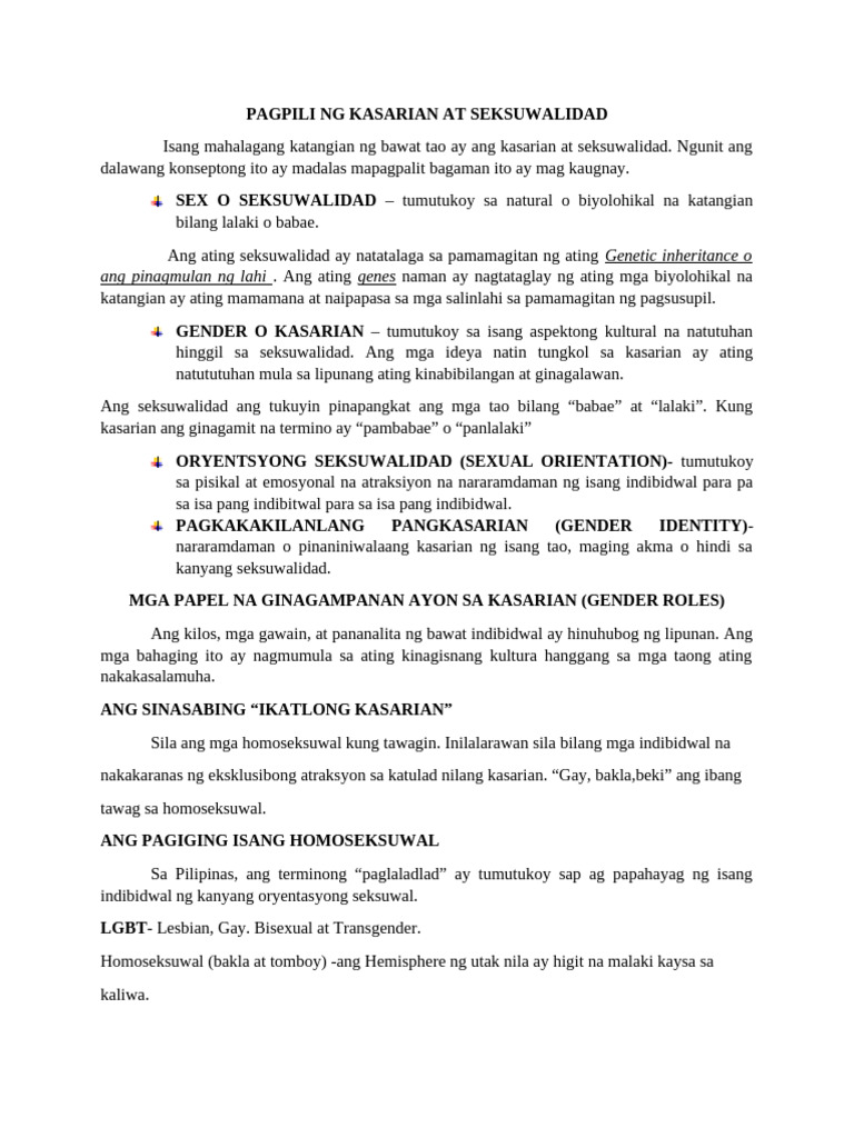 Kasarian at Seksuwalidad | PDF