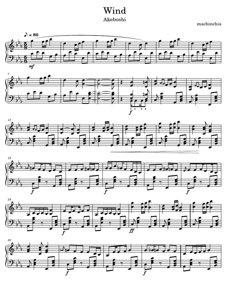 Wind (Akeboshi) Naruto ED.01 | PDF