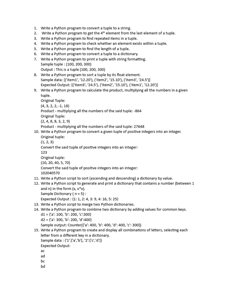Tuple and Dictionary | PDF