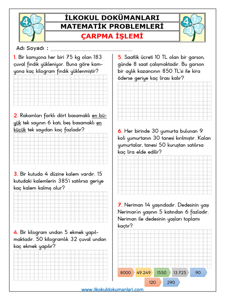 4 Sinif Carpma Problemleri | PDF