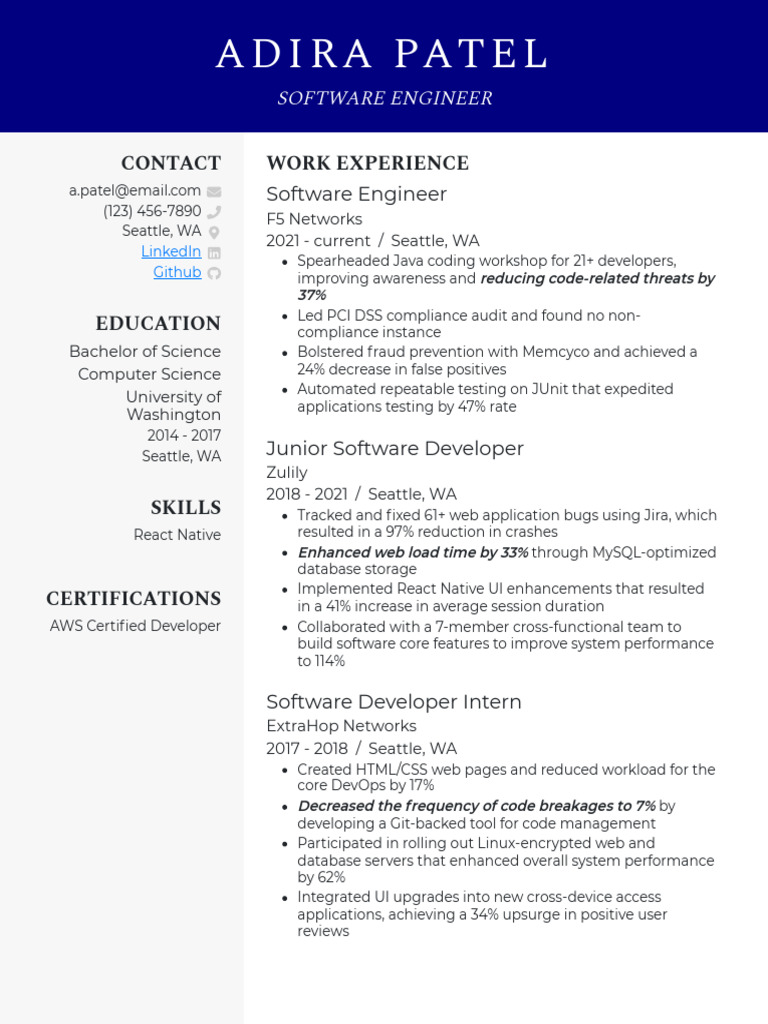 Adira Patel: Software Engineer Profile | PDF | Software | Software Development