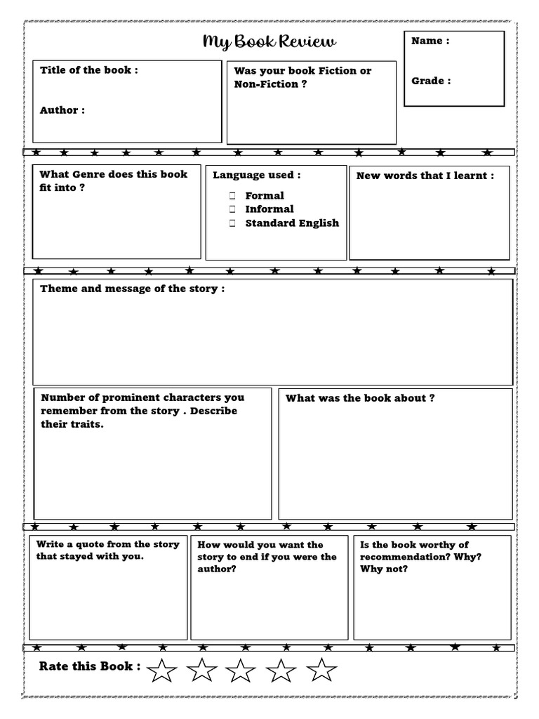 Book Review Template | PDF