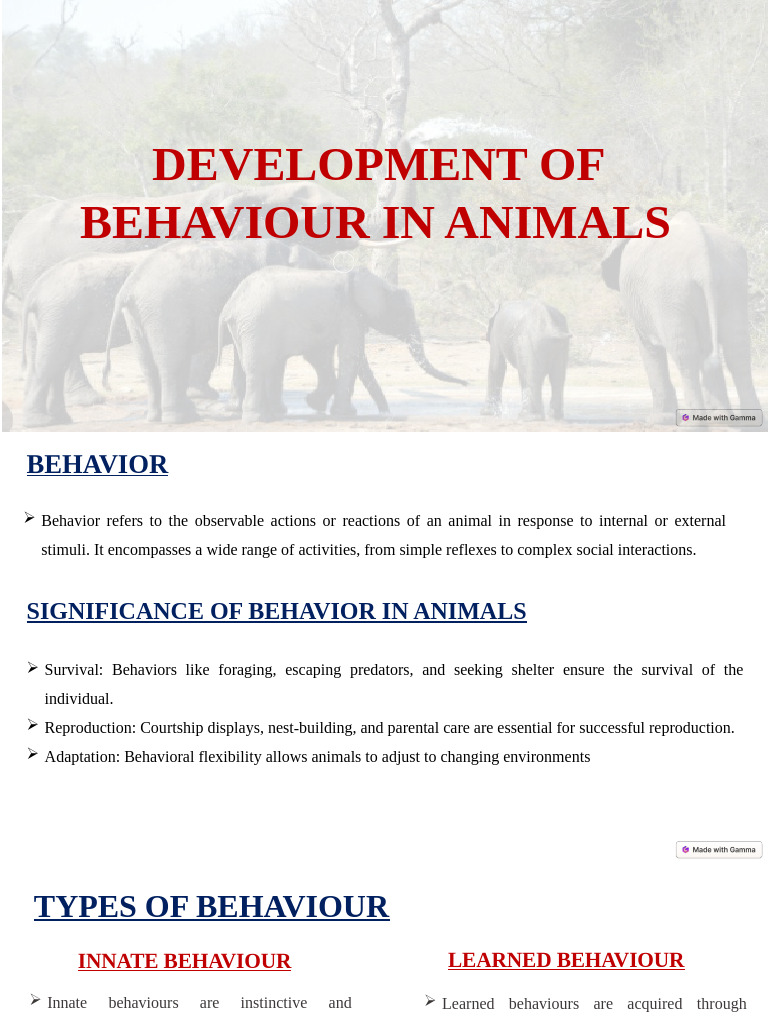 Development-of-Behaviour-in-Animals (Autosaved) | PDF | Ethology | Learning
