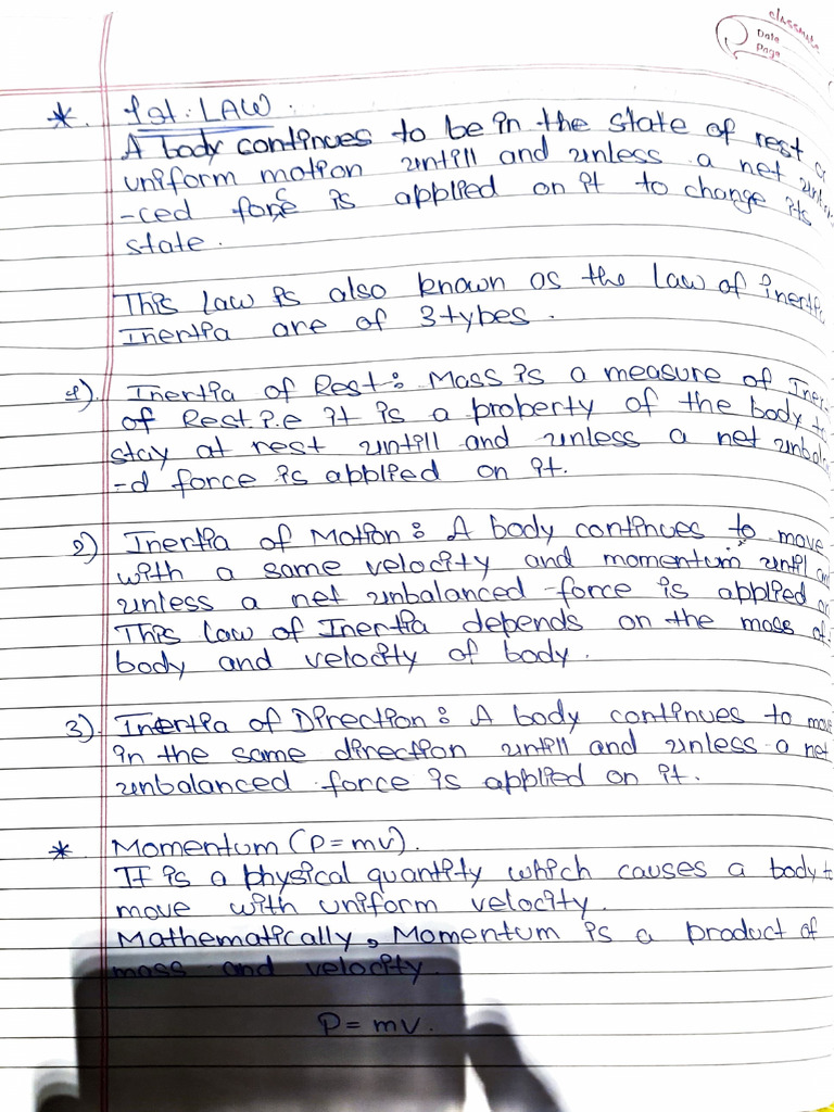 Newtons Laws of Motion Notes | PDF | Quantity | Equations