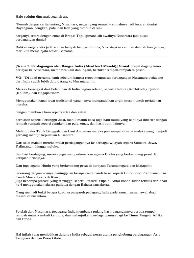 Awal Mula Perdagangan Dunia Script Video | PDF
