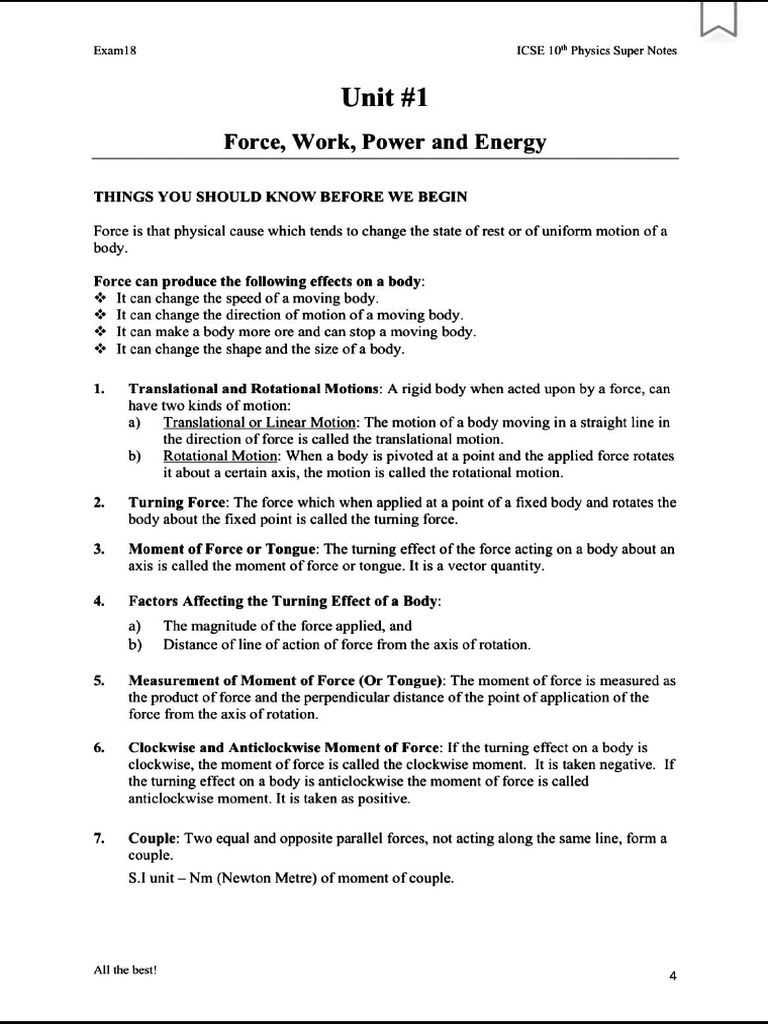 Force, Work Power Energy 10 | PDF