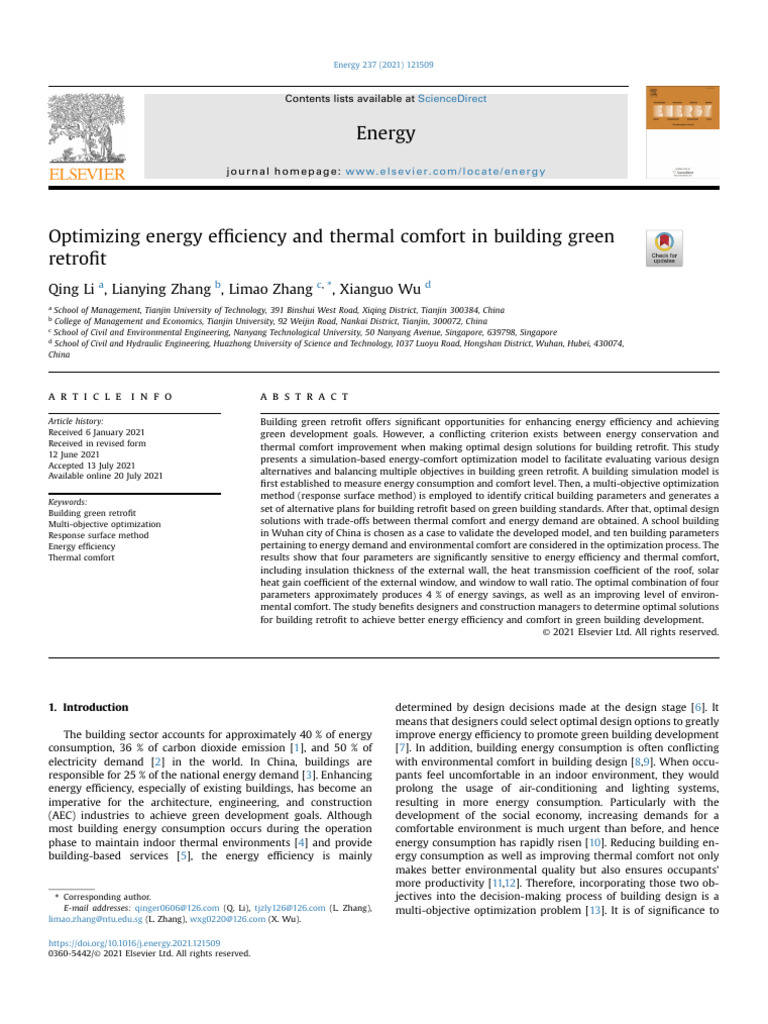 Optimizing Energy Efficiency and Thermal Comfort in Building Green | PDF | Efficient Energy Use ...