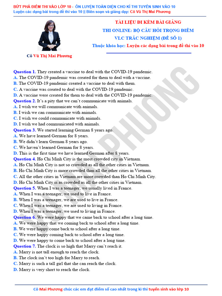 Thi Online: B Câu H ITR NG M VLC TR C Nghi M S 1) Thu Ckhóah C | PDF