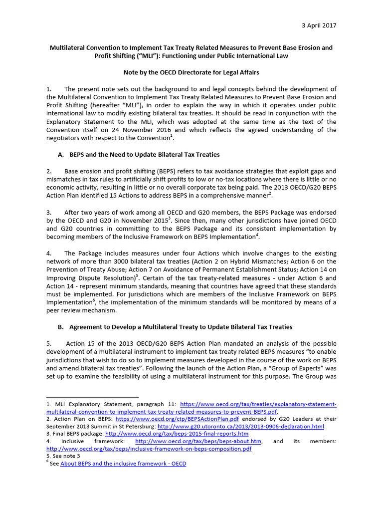 Multilateral Convention on BEPS Measures | PDF | Treaty | Ratification