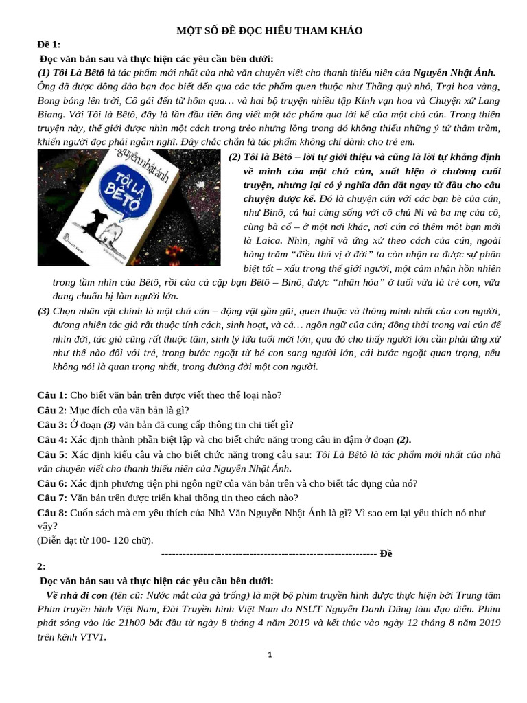 ÔN ĐỌC HIỂU 8-HK2 | PDF