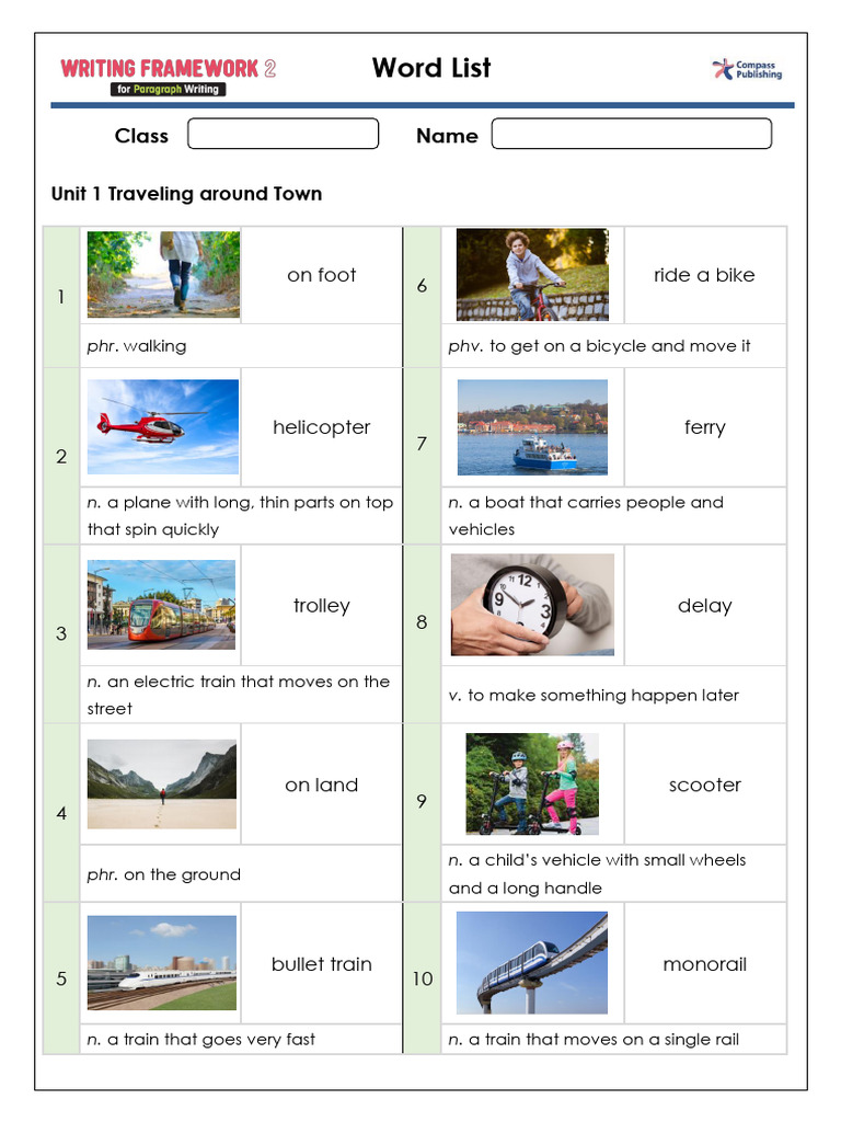 Writing Framework - For Paragraph Writing 2 - Word - List - ENG | PDF