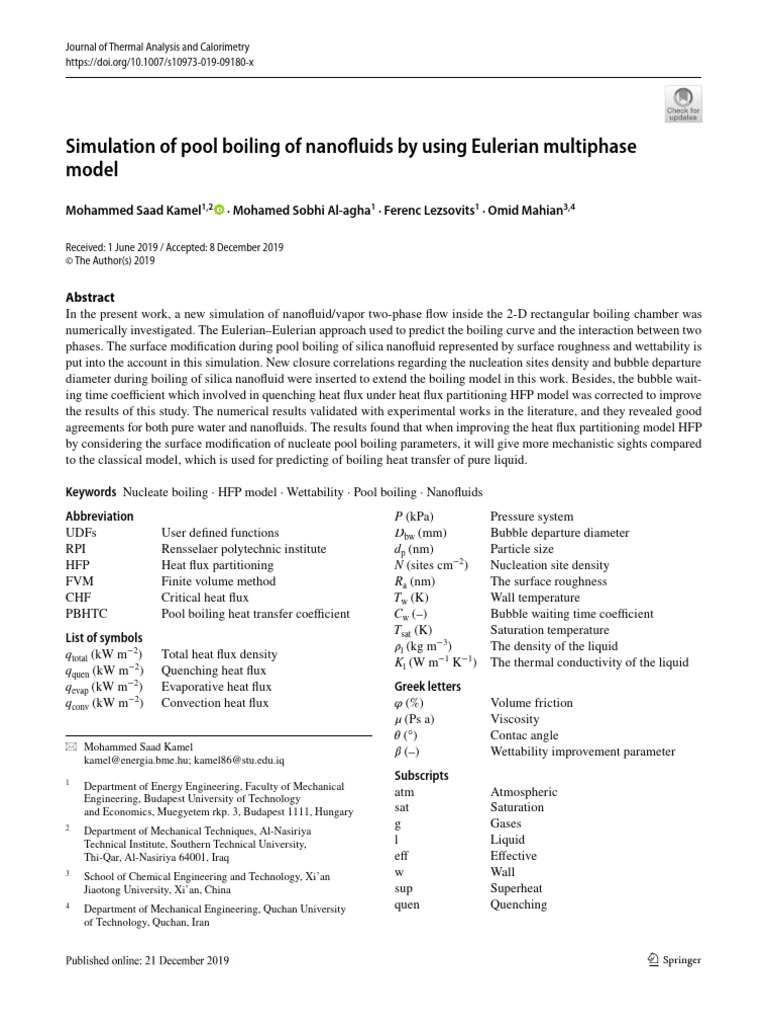 Simulation of Pool Boiling of Nanofluids by Using | PDF | Boiling | Heat Transfer