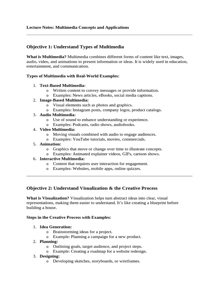 COM 415 Multimedia Lecture Notes | PDF | Multimedia | Graphic Design