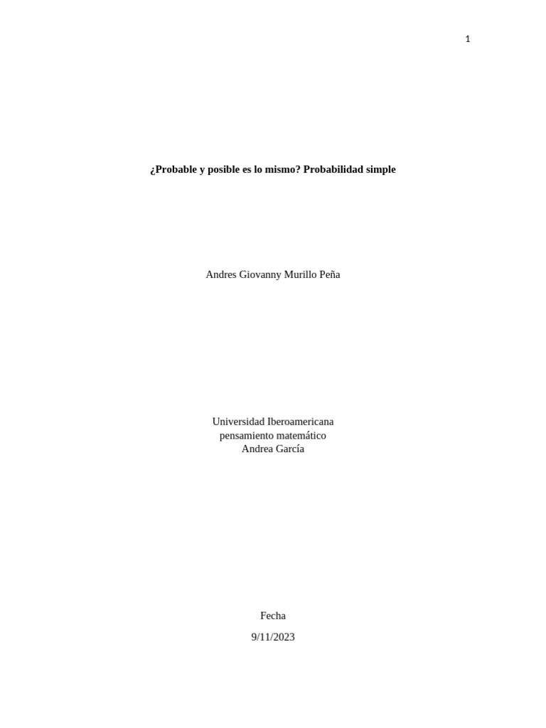 ¿Probable y posible es lo mismo Probabilidad simple | PDF | Muestreo ...