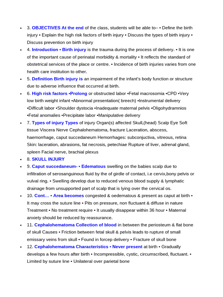 B.injury | PDF | Childbirth | Medical Specialties