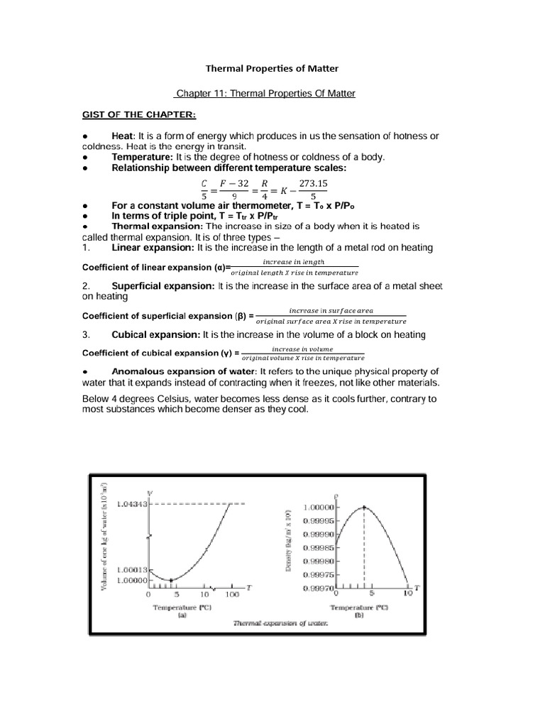 Thermal Properties of Matter Material_250110_183451 | PDF