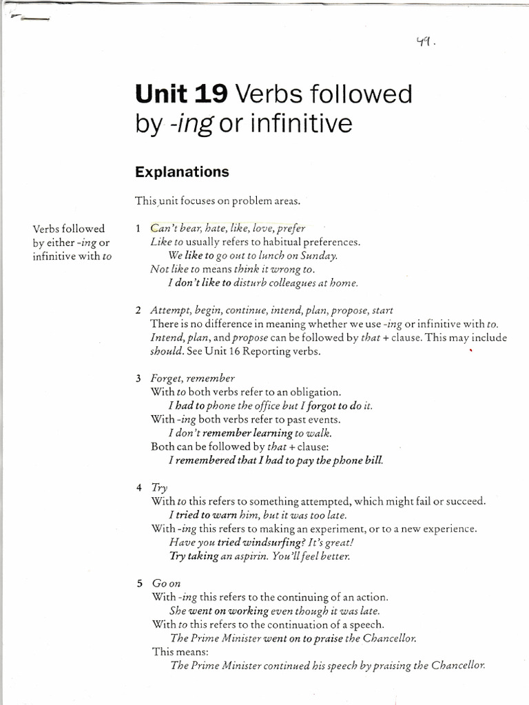 Verbs Followed by - Ing or Infinitive | PDF