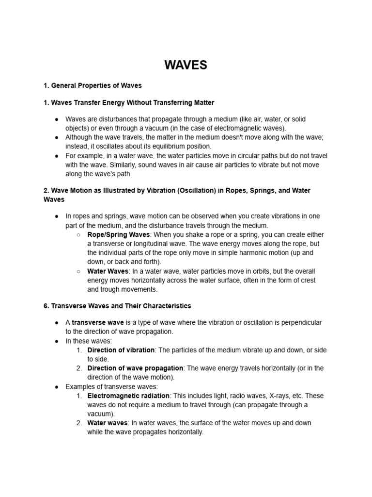 Notes On Waves (Physics) | PDF | Waves | Sound