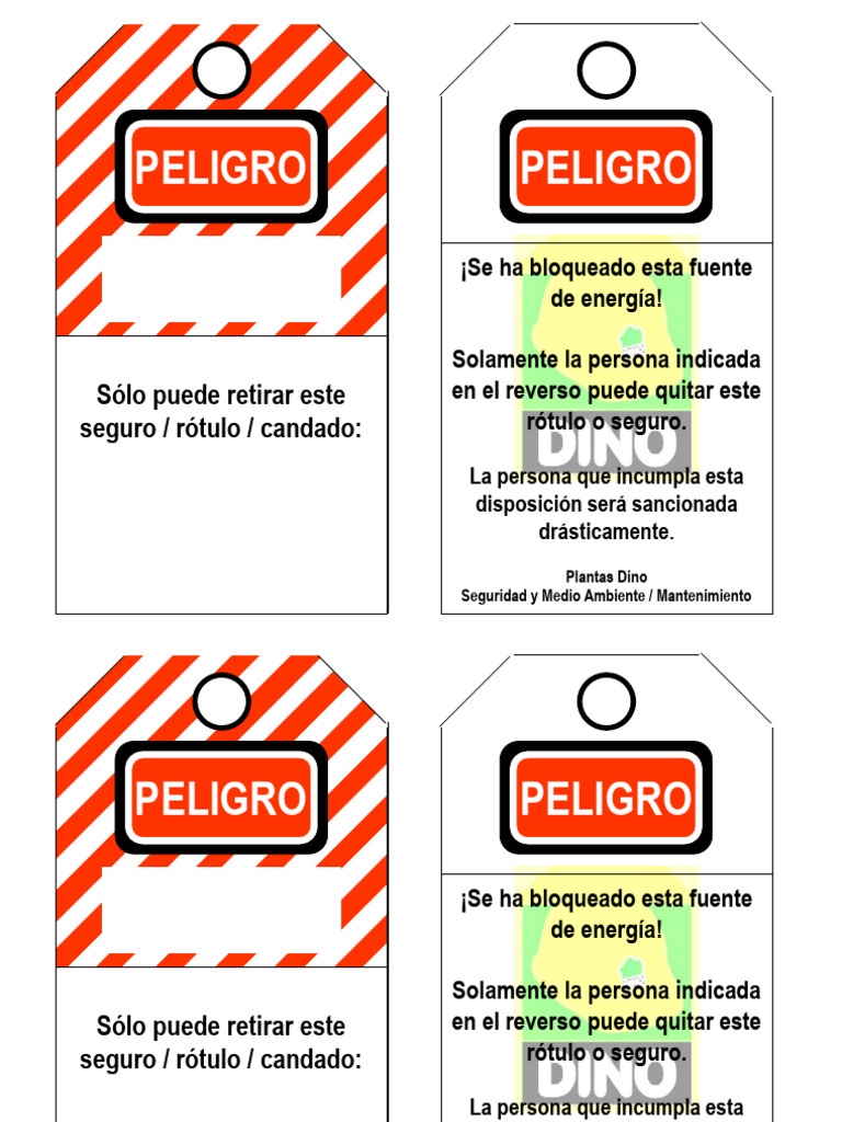 Modelo Tarjetas Lock Out Tag Out 2024 | PDF