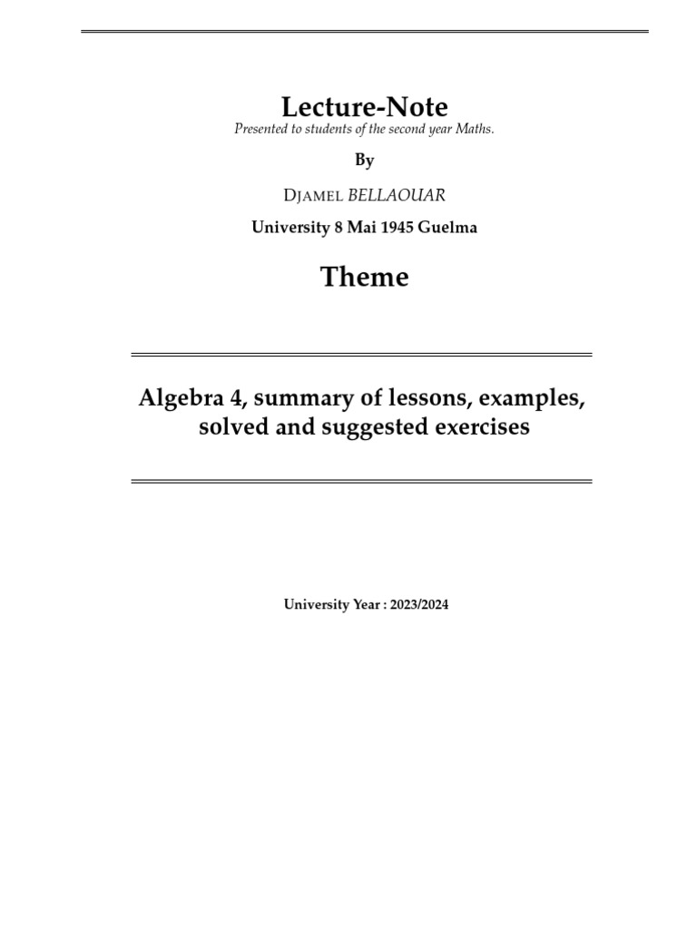 Algebra Cours | PDF | Basis (Linear Algebra) | Vector Space