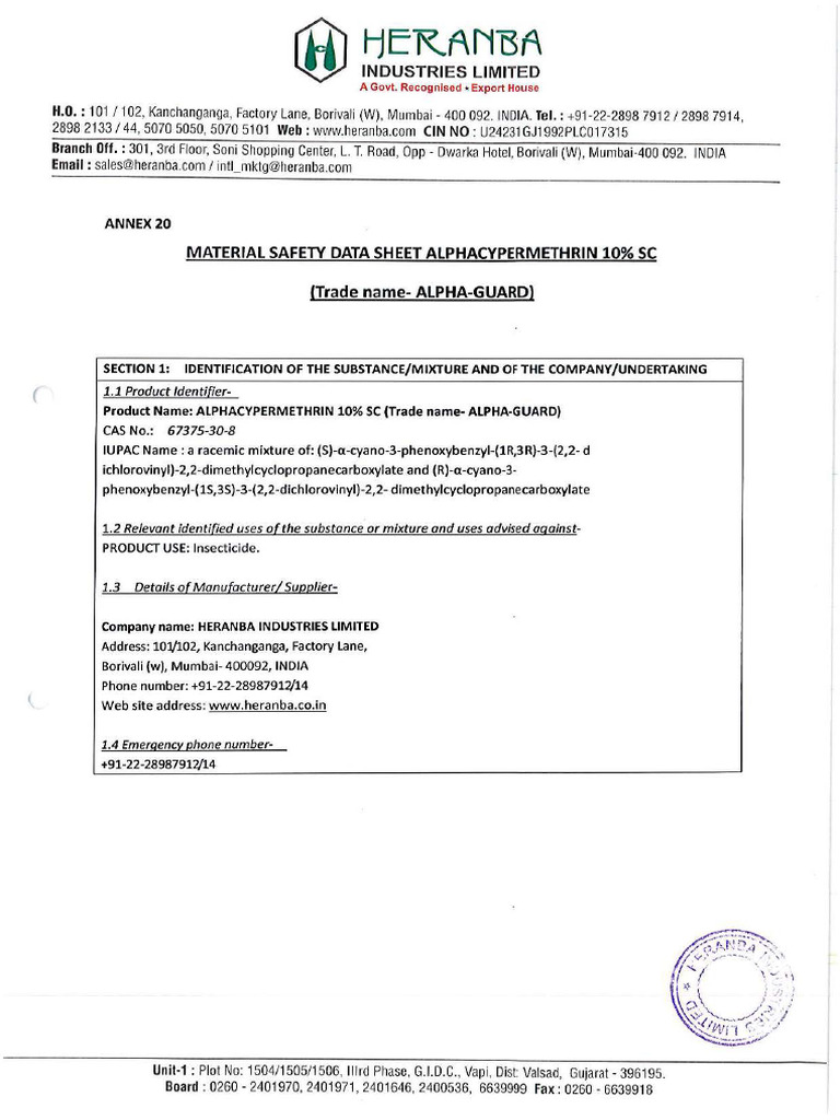 MSDS - Alpha Guard | PDF | Waste Management | Toxicity