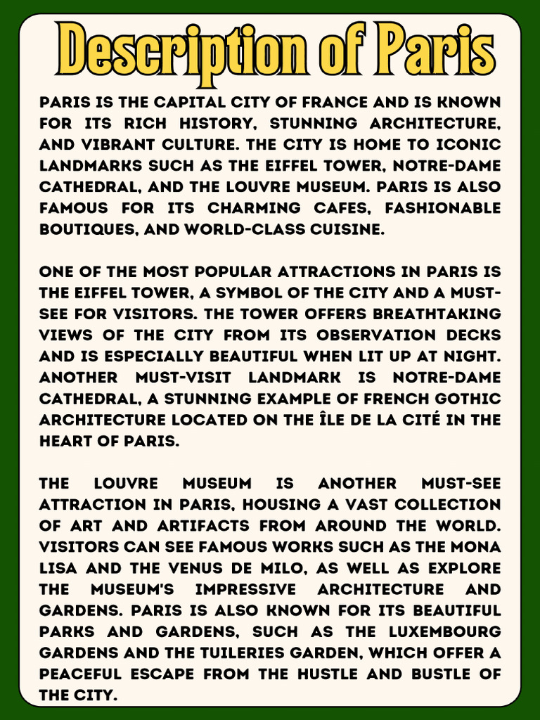Descrption of Paris | PDF