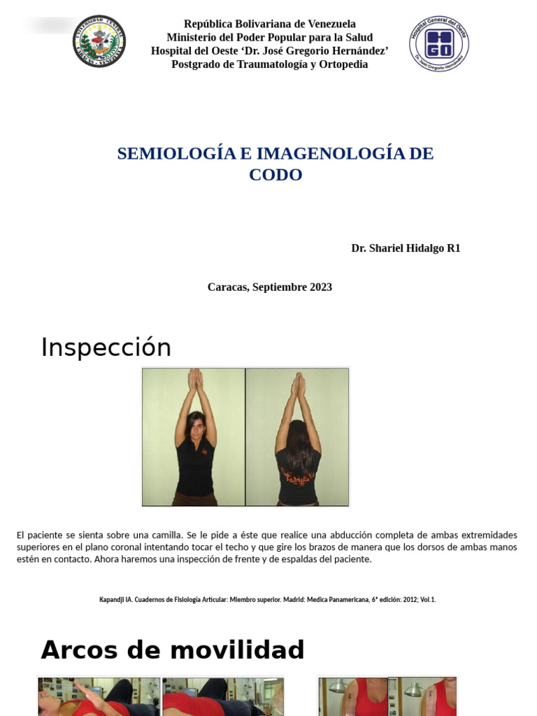 Presentacion Semiologia e Imagenologia de Codo | PDF | Codo | Mano