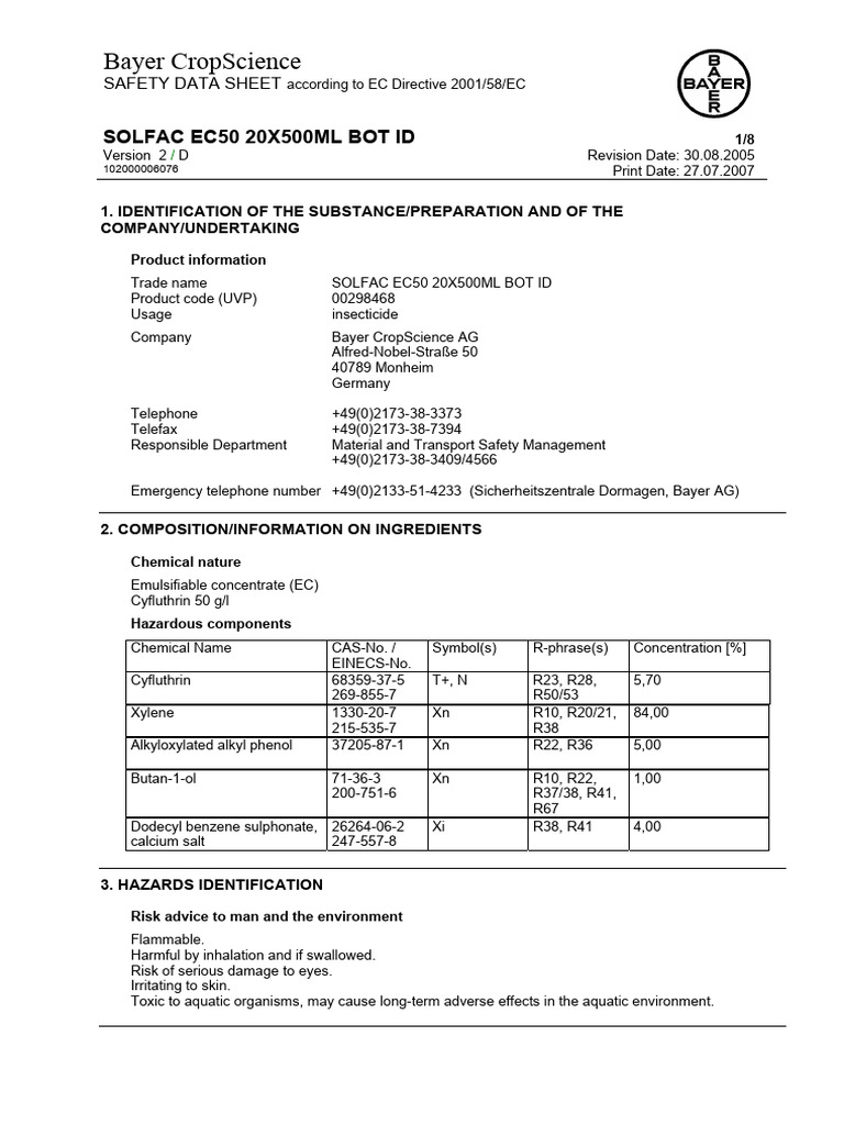 MSDS | PDF | Toxicity | Dangerous Goods