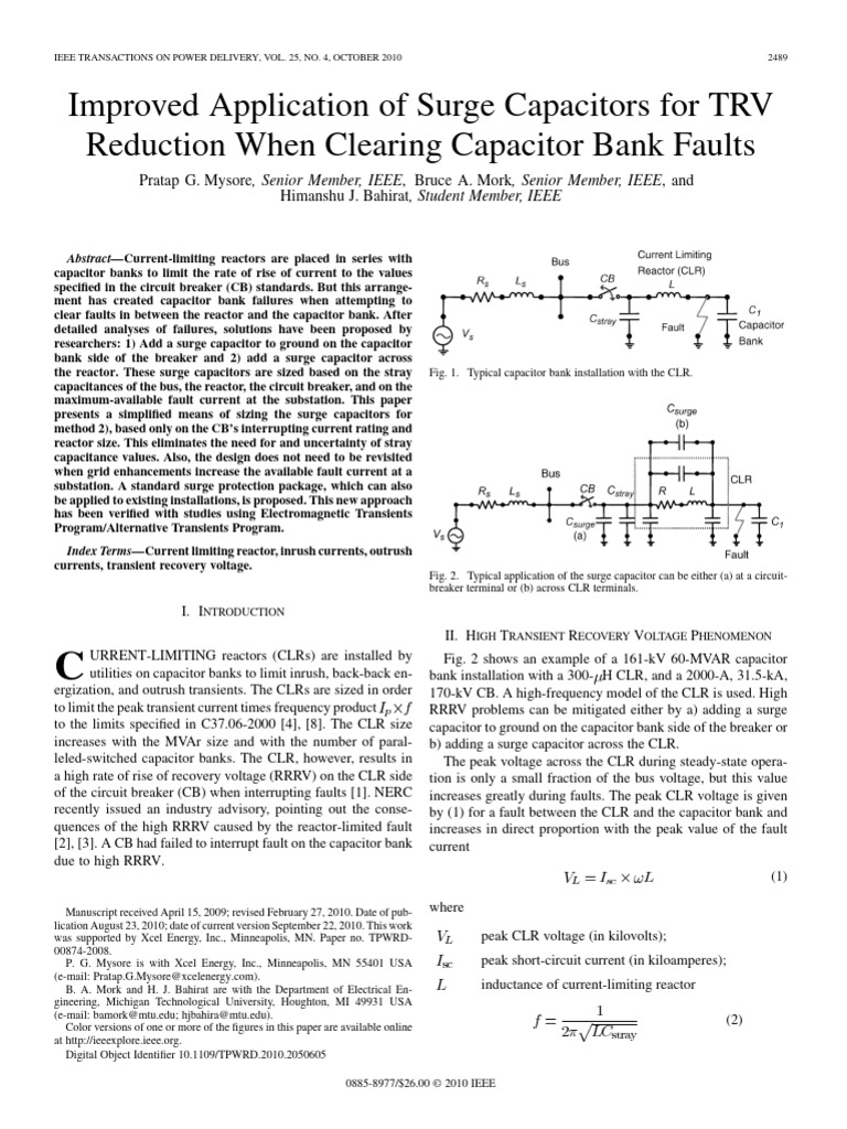 Improved Application of Surge Capacitors For TRV Reduction When ...