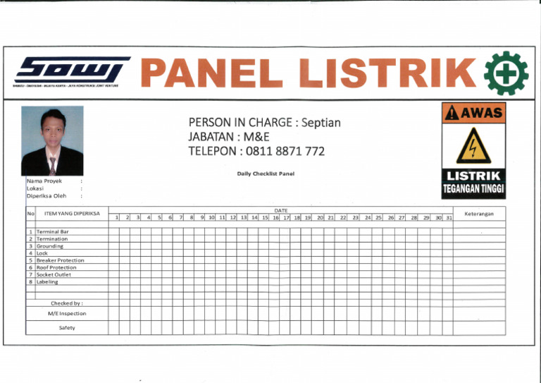 ceklis panel listrik | PDF