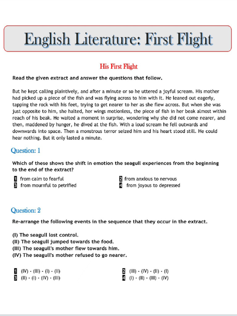 CBSE Class 10th English Extract Based Questions Answers | PDF