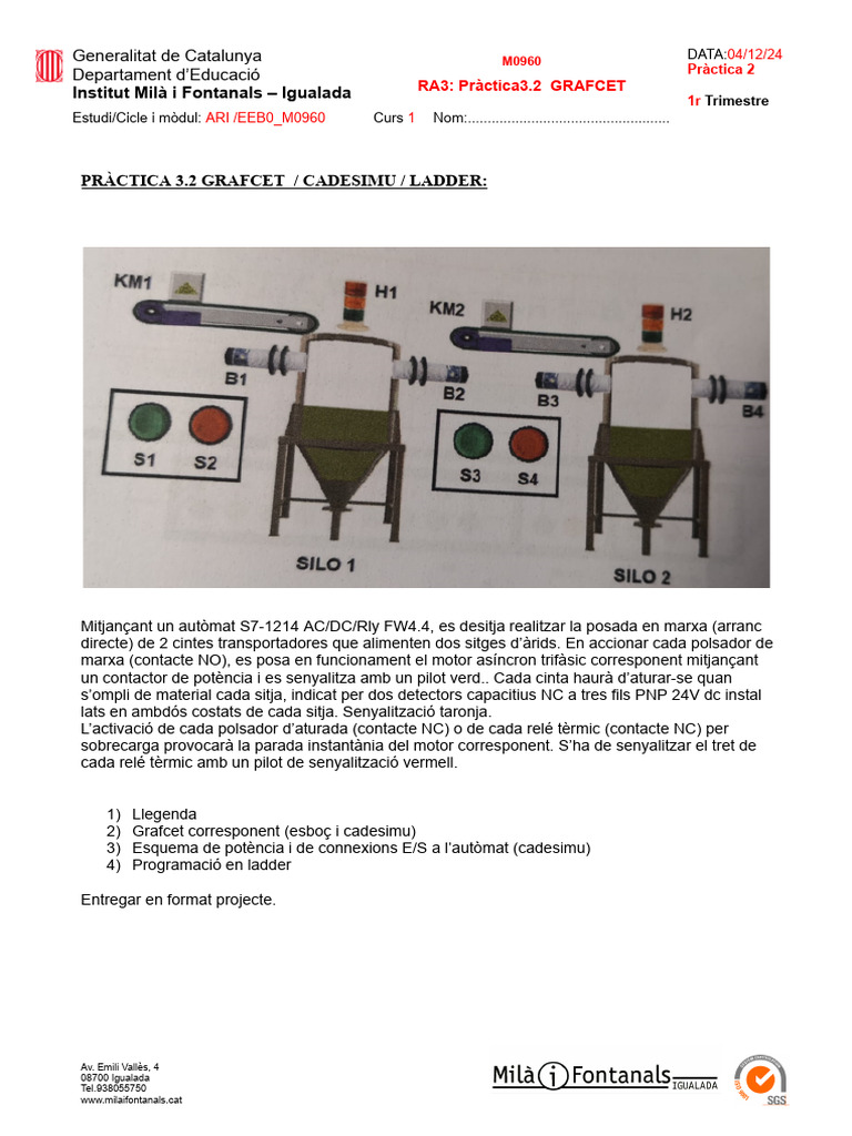 PRÀCTICA2 GRAFCET-CADESIMU-ladder | PDF