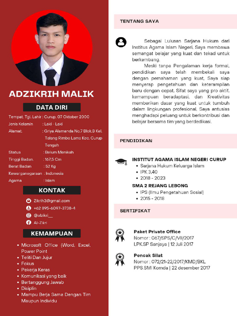 CV Adzikrih Malik | PDF