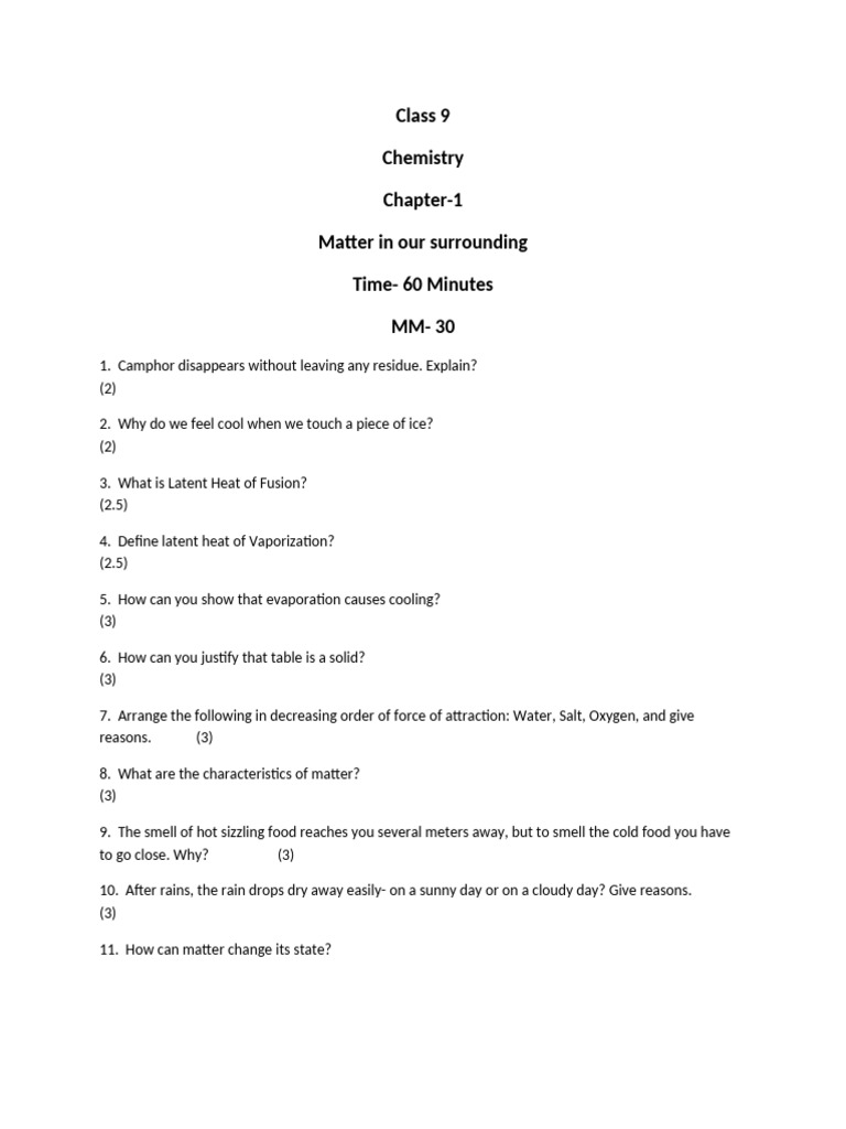 Class 9 Chemistry: Matter & Purity Concepts | PDF