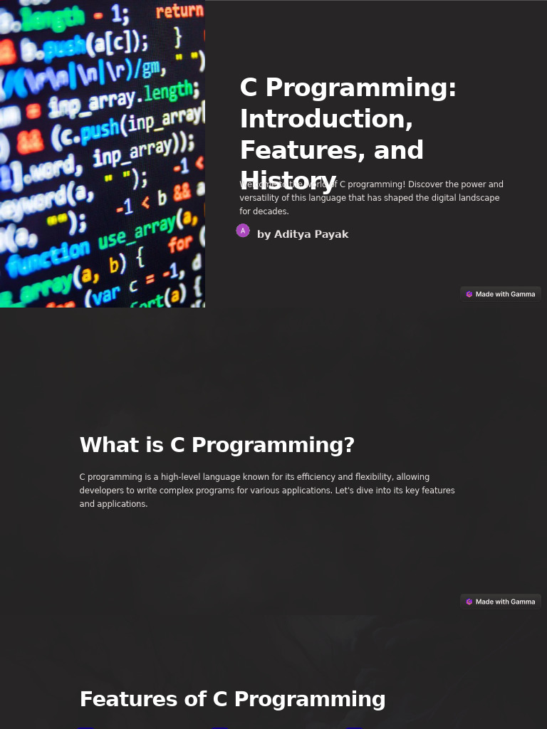 C-Programming-Introduction-Features-and-History | PDF | Computer Programming | Compiler
