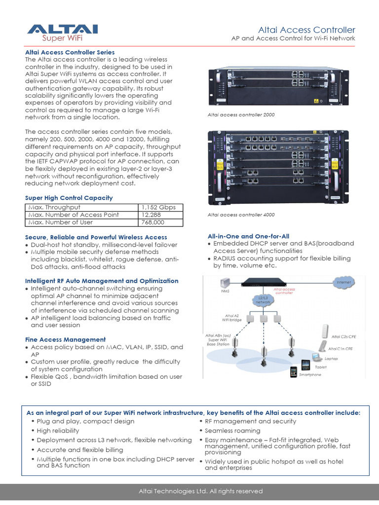 Altai Access Controller Catalog Eng 160815 1 | PDF | Computer Network ...